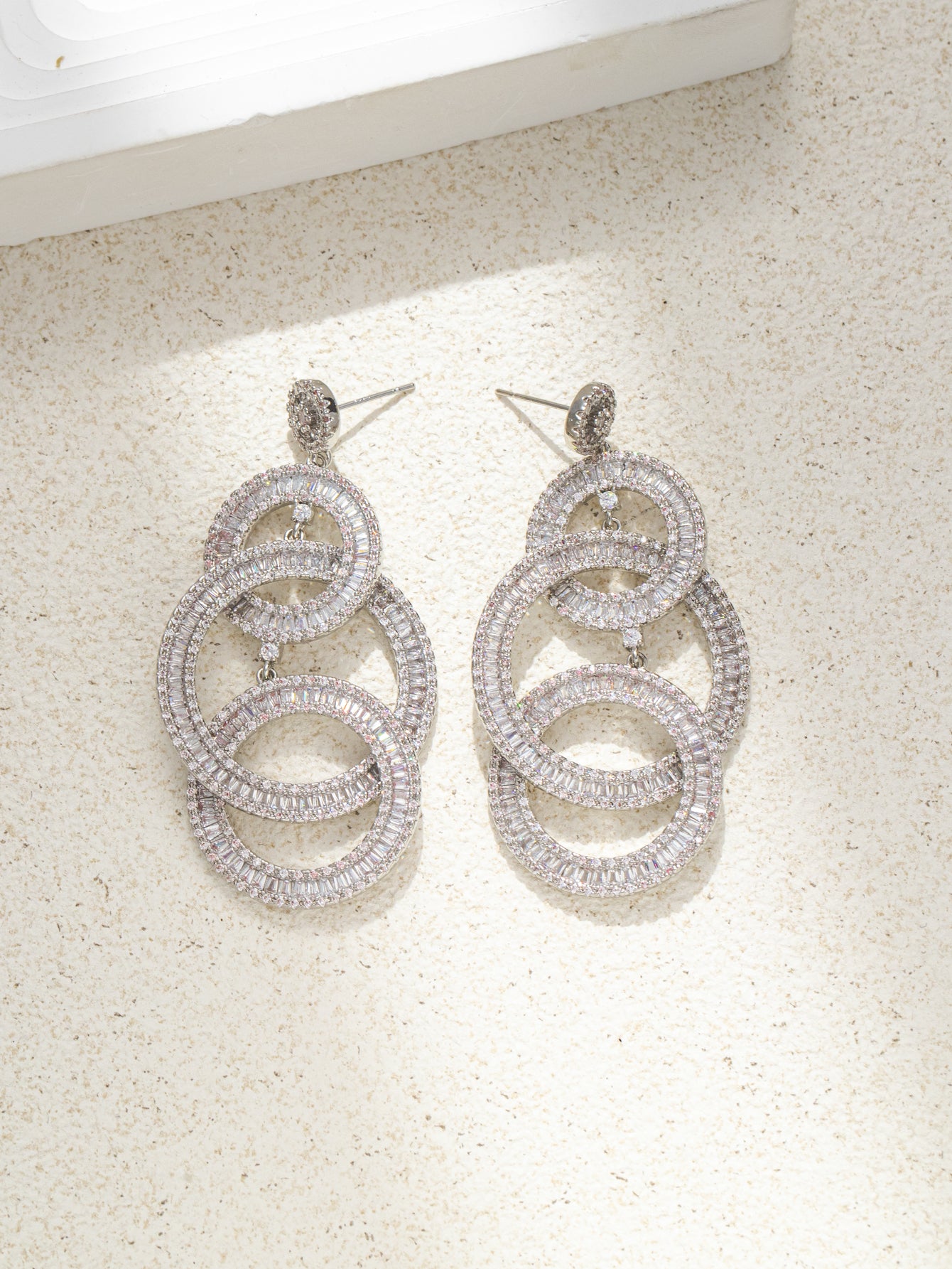 Triple Ring Zircon Rhinestone Dangle Party Earring – Sparkle&Refined
